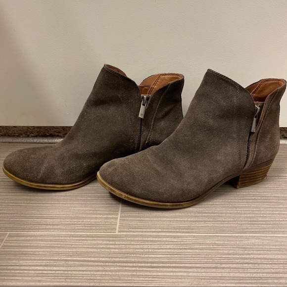 Lucky Brand | Shoes | Lucky Brand Grey Zip Up Leather Ankle Booties ...